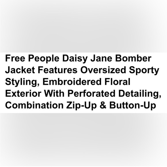 Free People | Jackets & Coats | Nwt Free People Daisy Jane Bomber ...